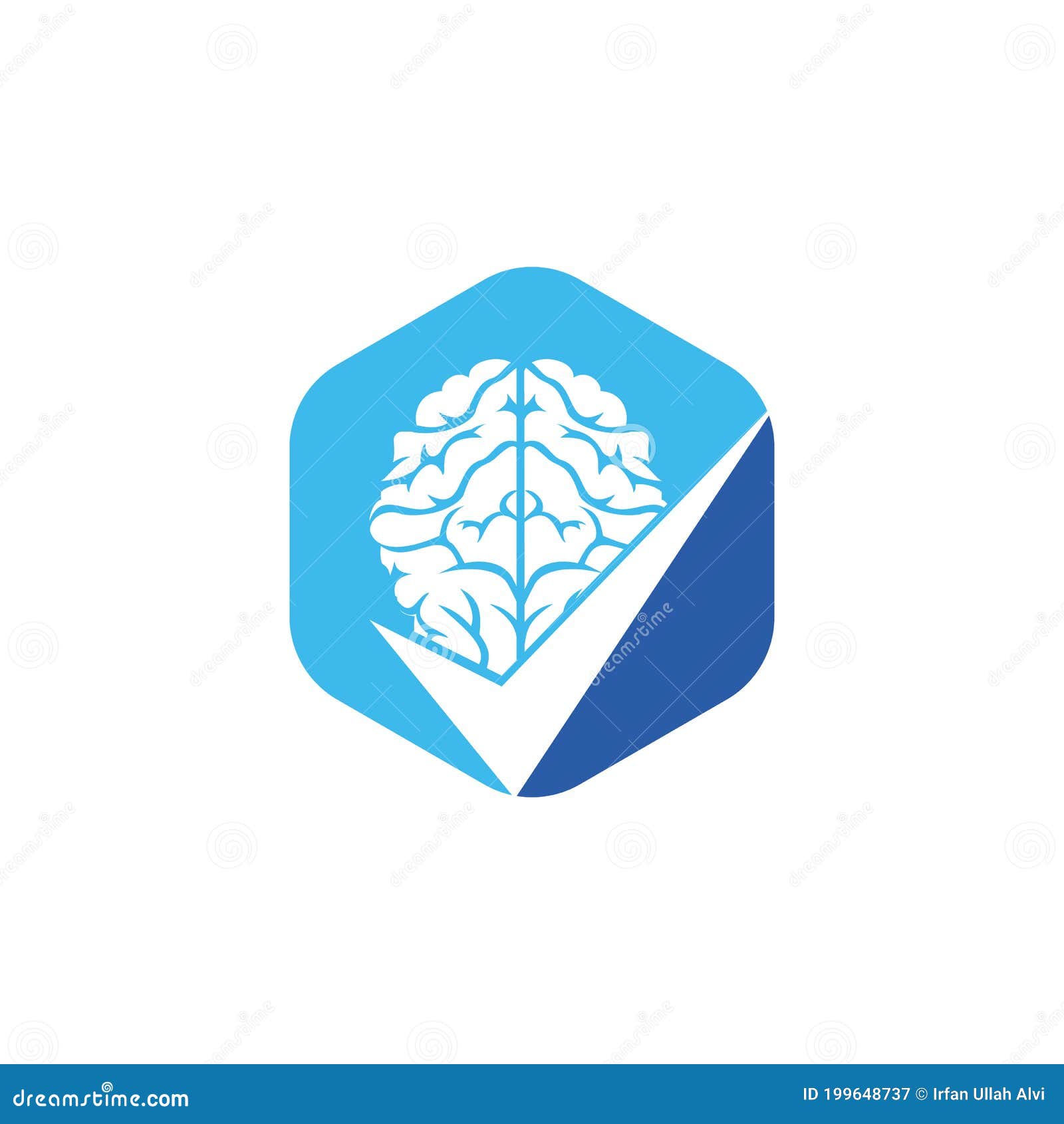 Brain Check Vector Logo Design Template. Stock Vector - Illustration of ...