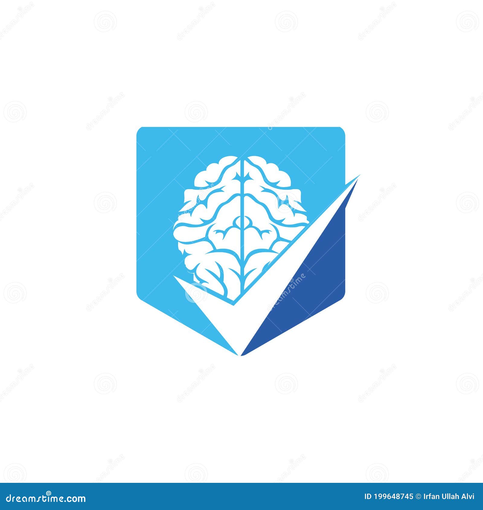 Brain Check Vector Logo Design Template. Stock Vector - Illustration of ...