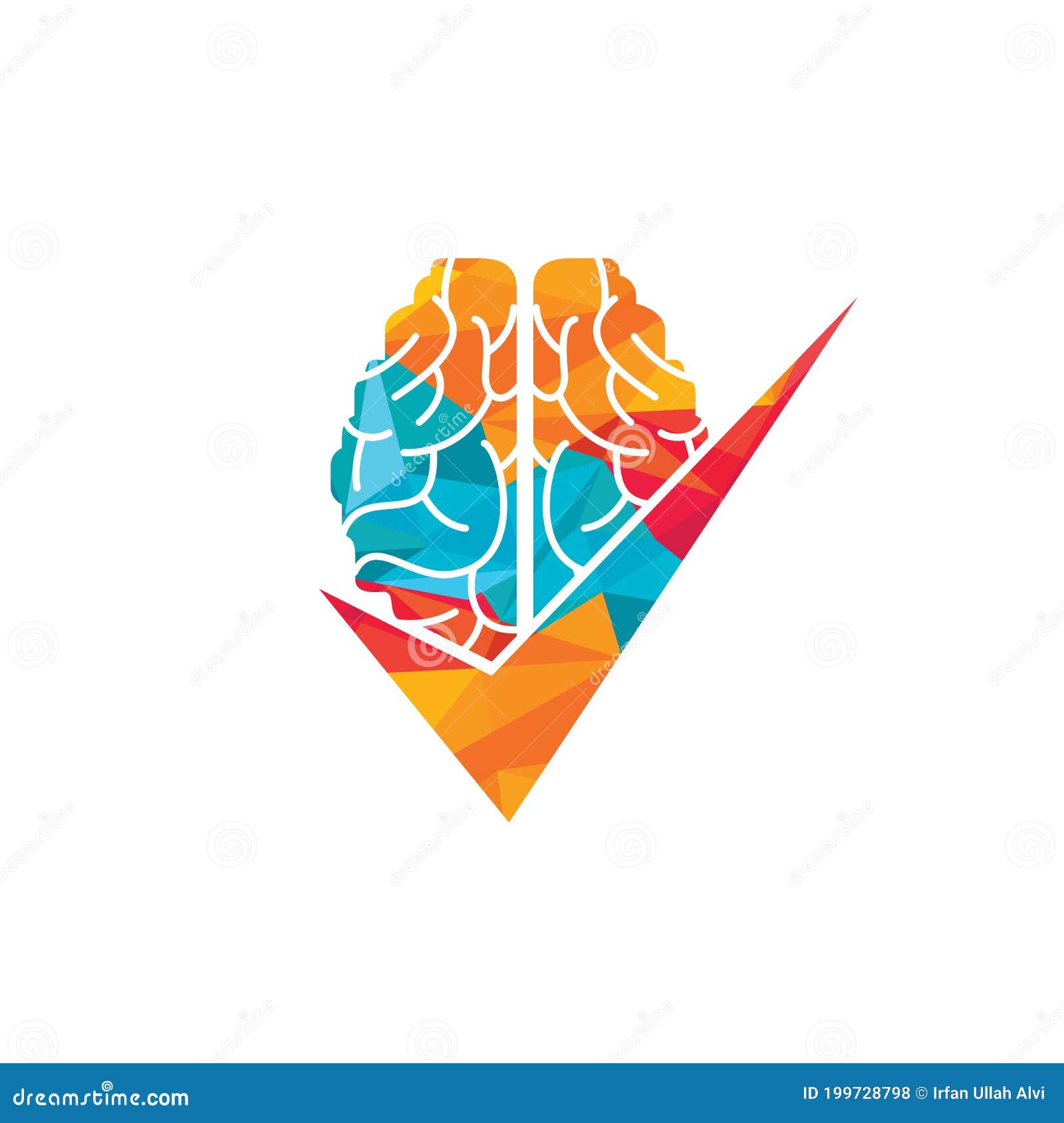 Brain Check Vector Logo Design Template. Stock Vector - Illustration of ...