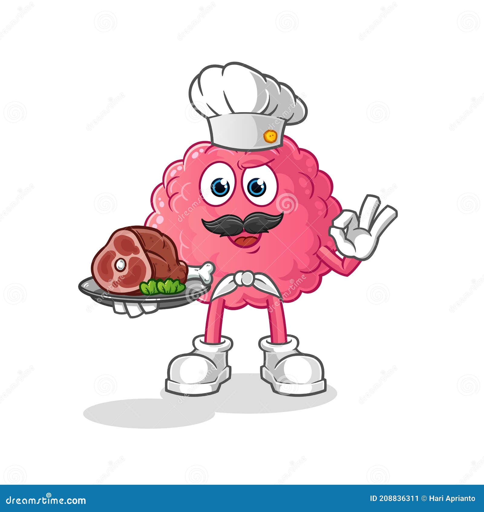 Brain Chef with Meat Mascot. Cartoon Vector Stock Illustration ...