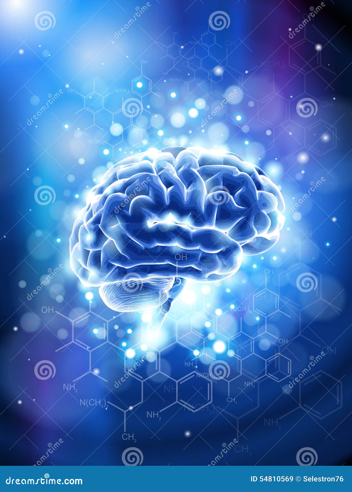 Brain & Chemical Formulas Stock Vector - Illustration of illness, power ...