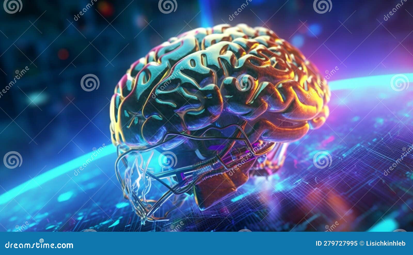 Brain Chip Concept Created with Ai Generative Tools Stock Illustration ...
