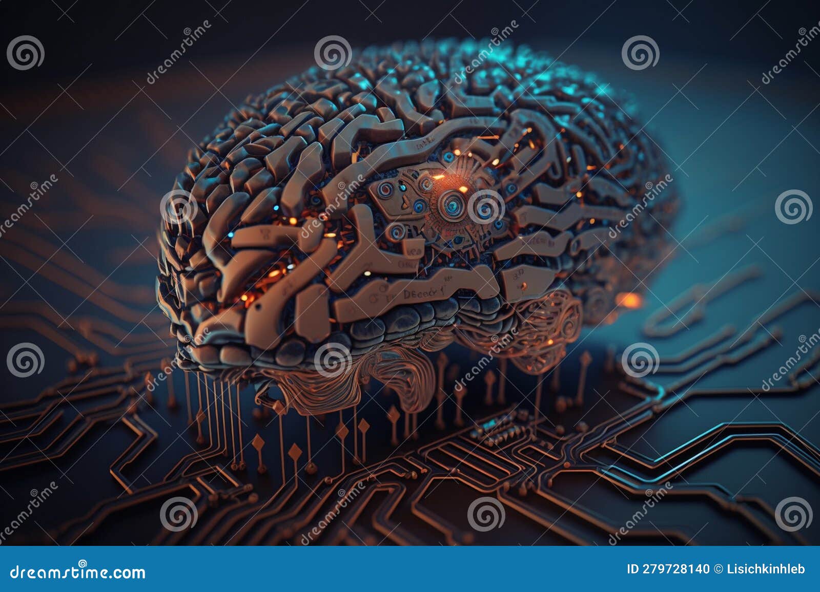 Brain Chip Concept Created with Ai Generative Tools Stock Illustration ...
