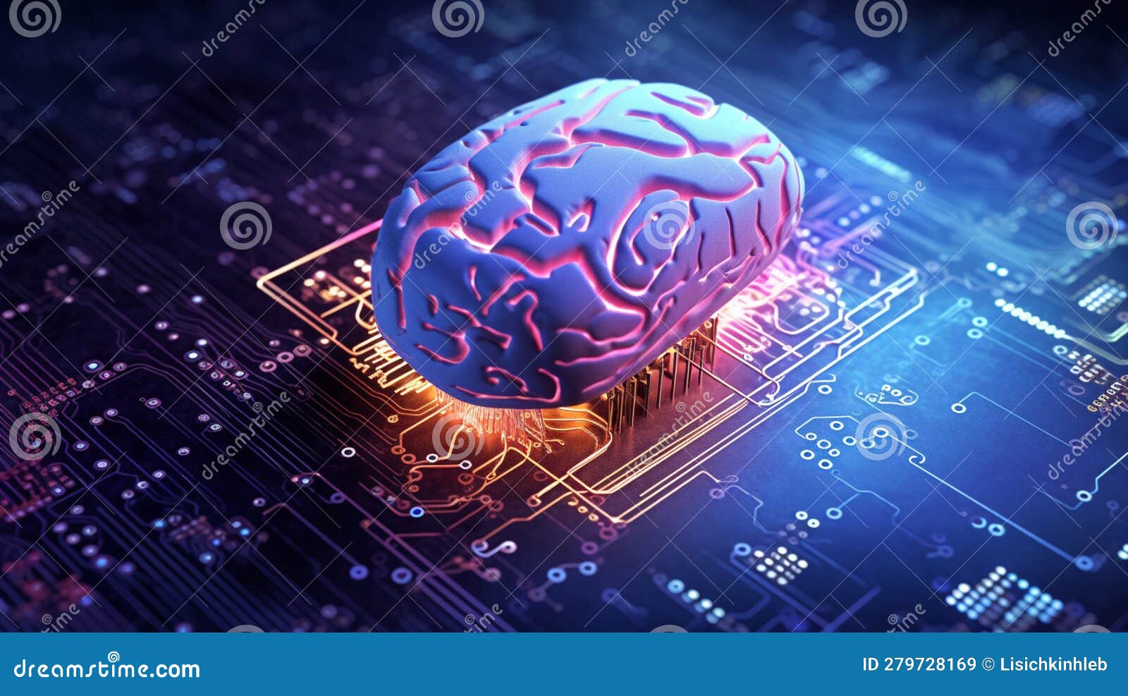 Brain Chip Concept Created with Ai Generative Tools Stock Illustration ...