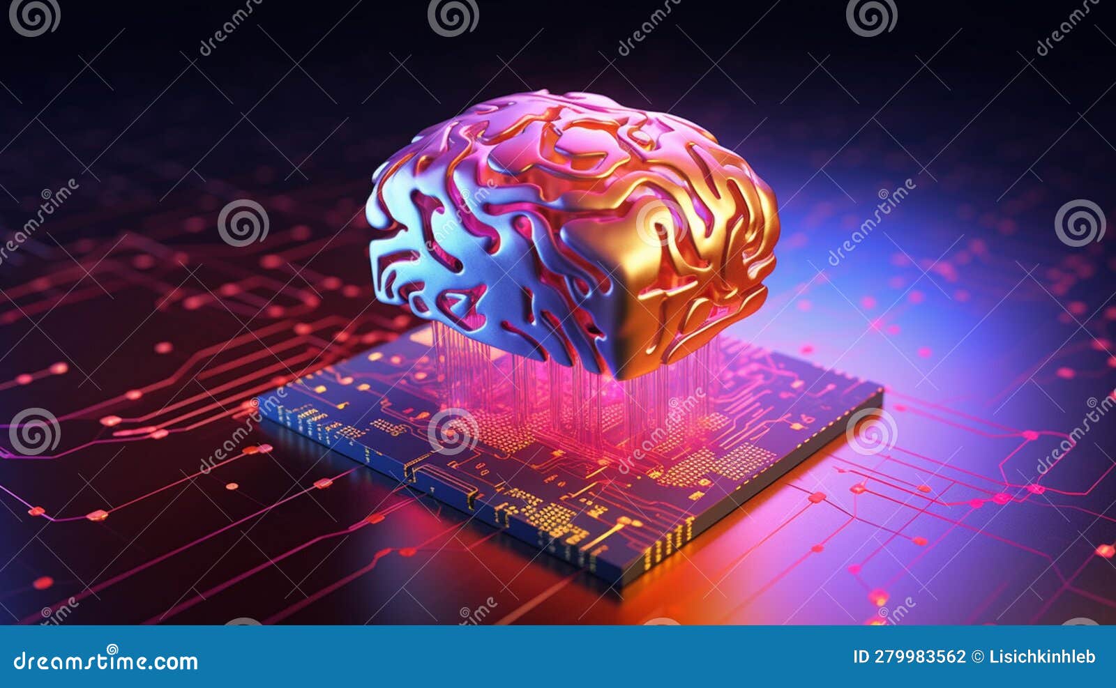 Brain Chip Concept Created with Ai Generative Tools Stock Illustration ...