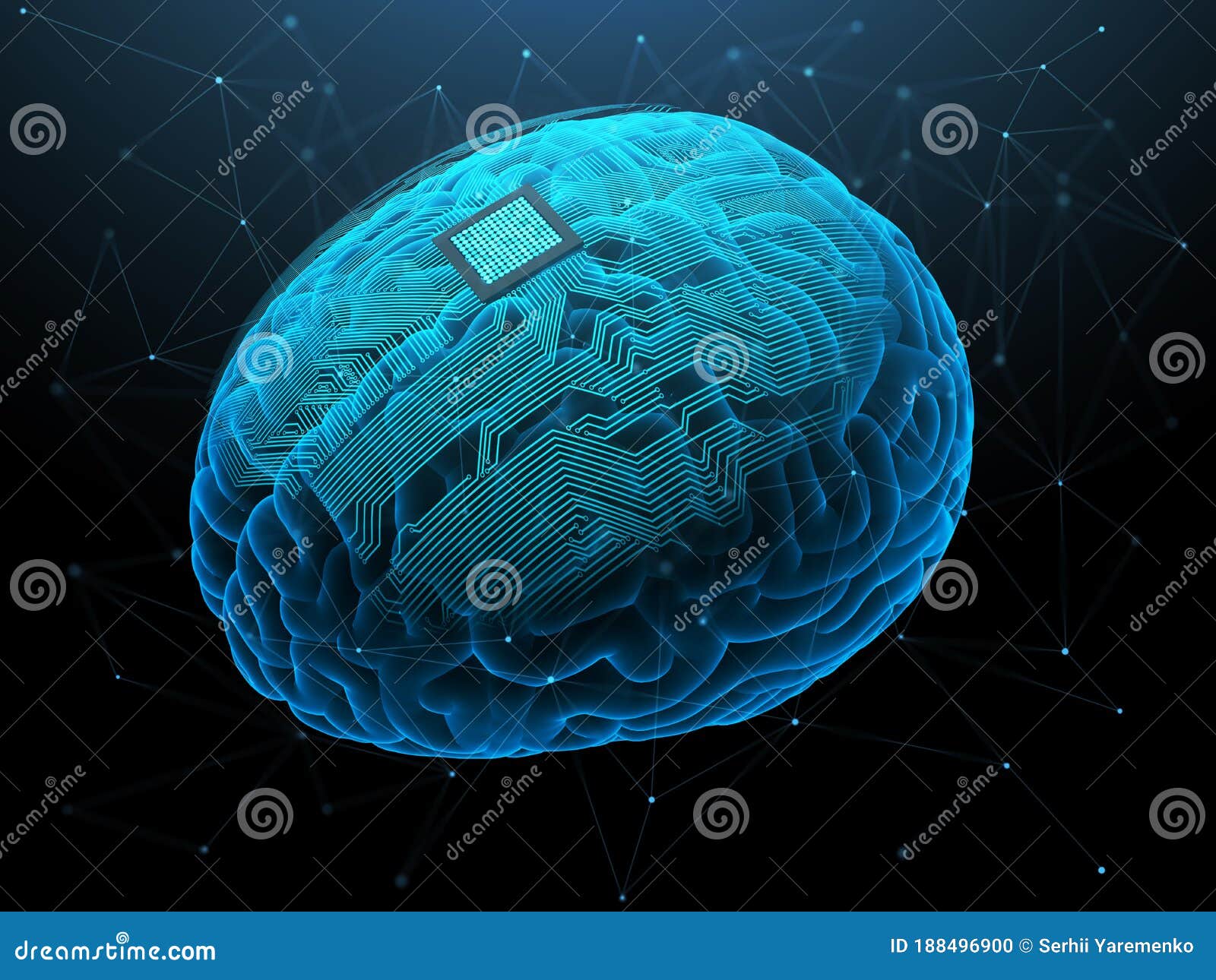 Brain chip concept stock illustration. Illustration of chip - 188496900