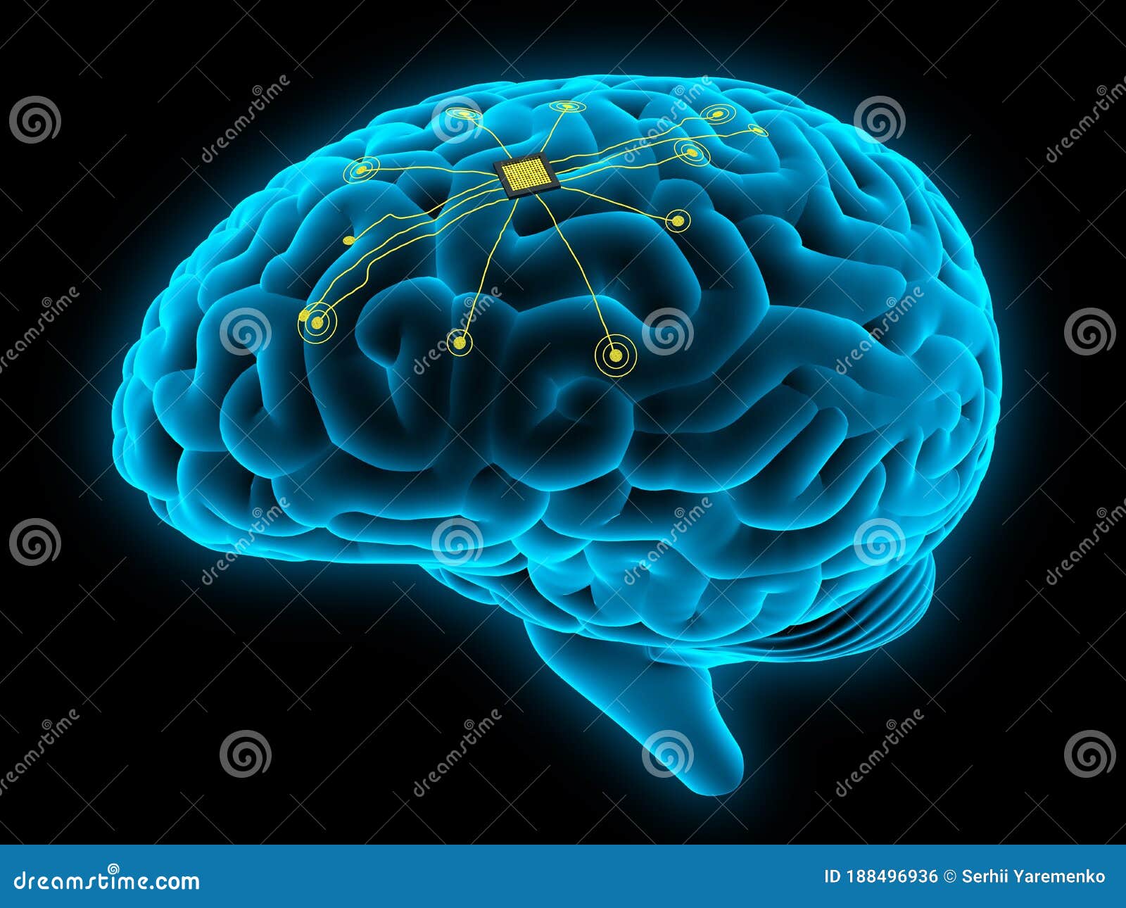 Brain chip concept stock illustration. Illustration of design - 188496936