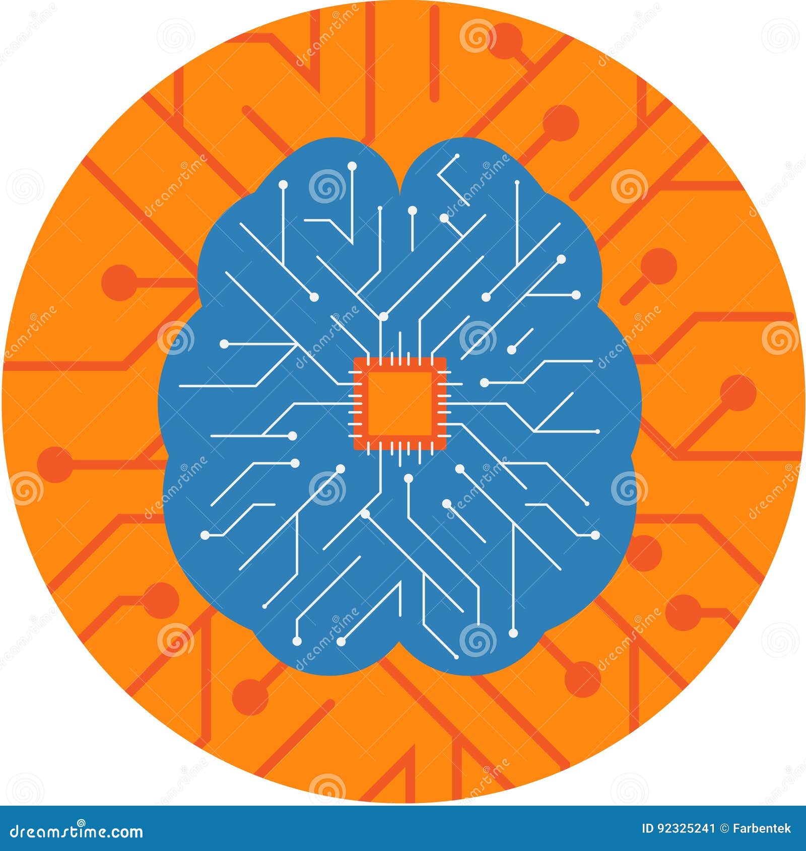 Brain Chip Embedded Inside a Brain. Stock Illustration - Illustration ...