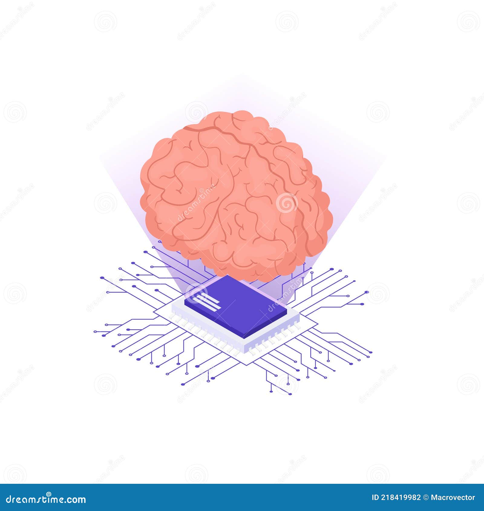 Brain Chip Illustration stock vector. Illustration of science - 218419982