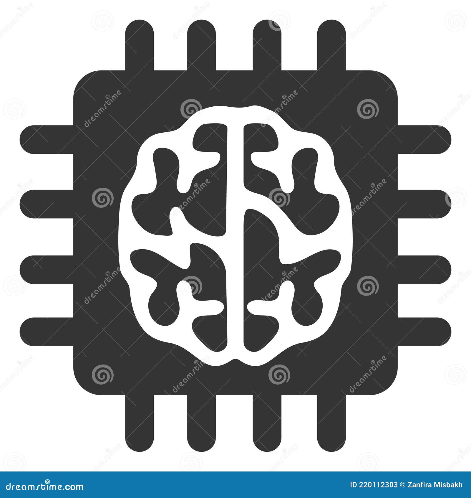 Brain Chip Vector Icon Illustration Stock Vector - Illustration of ...