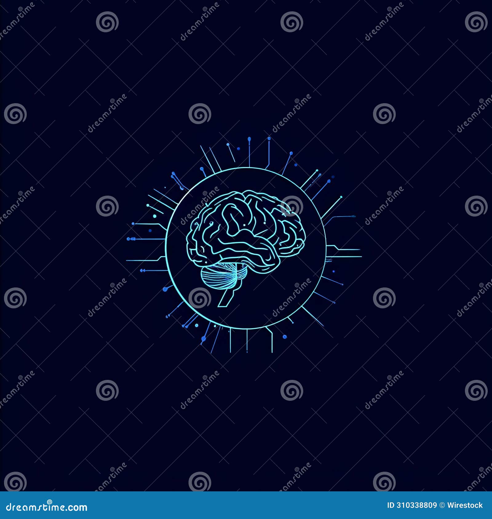 A Brain in a Circle with Lines Around it that Form the Same Stroke ...