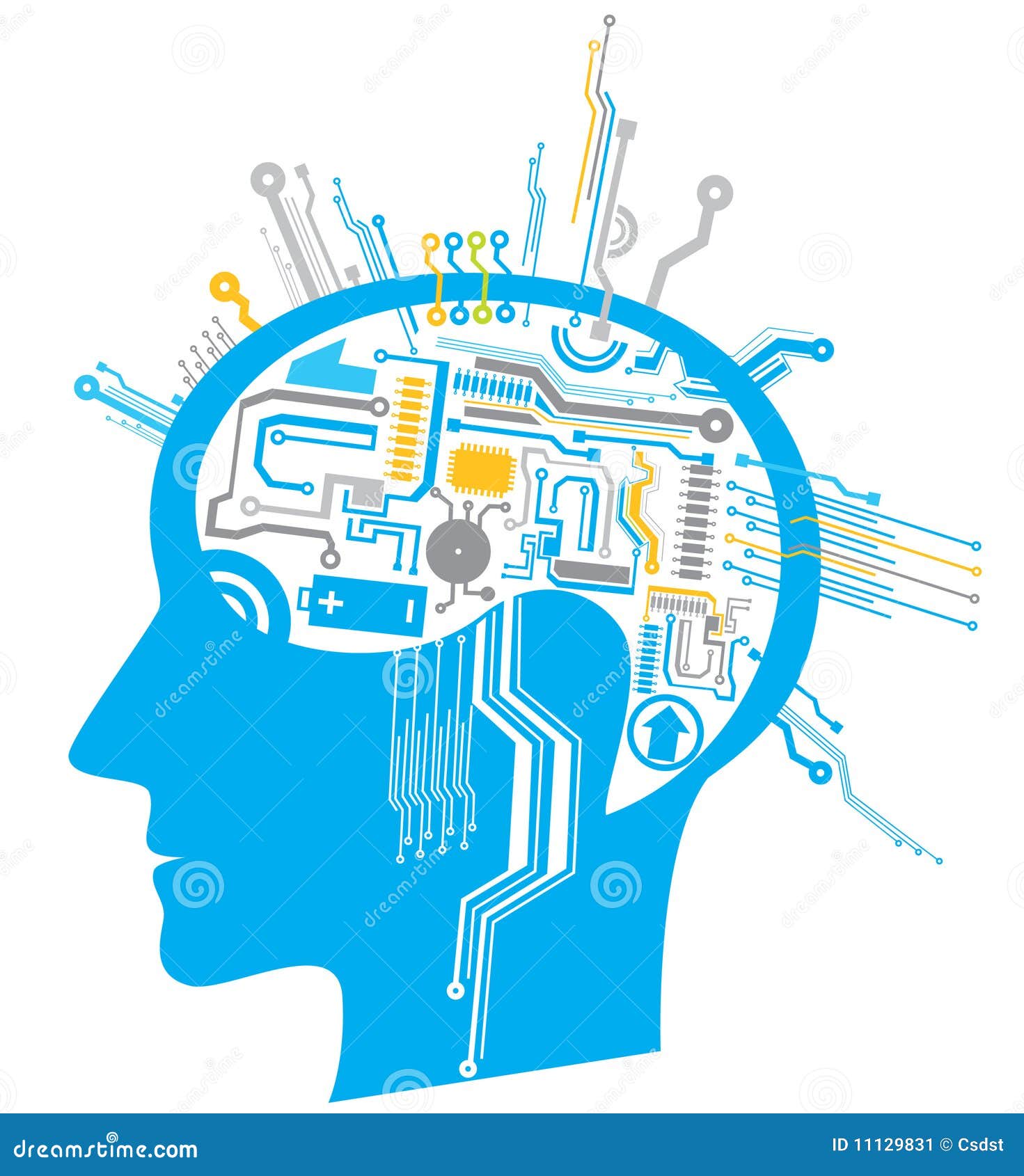 Brain With Circuit Board Texture. Cartoon Vector | CartoonDealer.com ... Brain With Circuit Board Texture. Cartoon Vector | CartoonDealer.com ...
