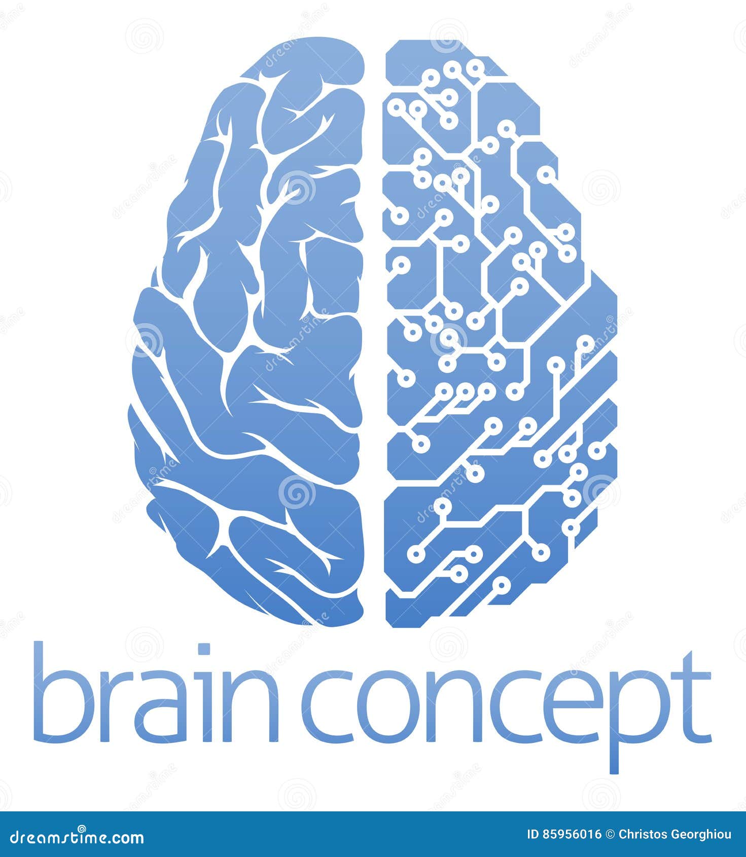 Brain With Circuit Board Texture. Cartoon Vector | CartoonDealer.com ...