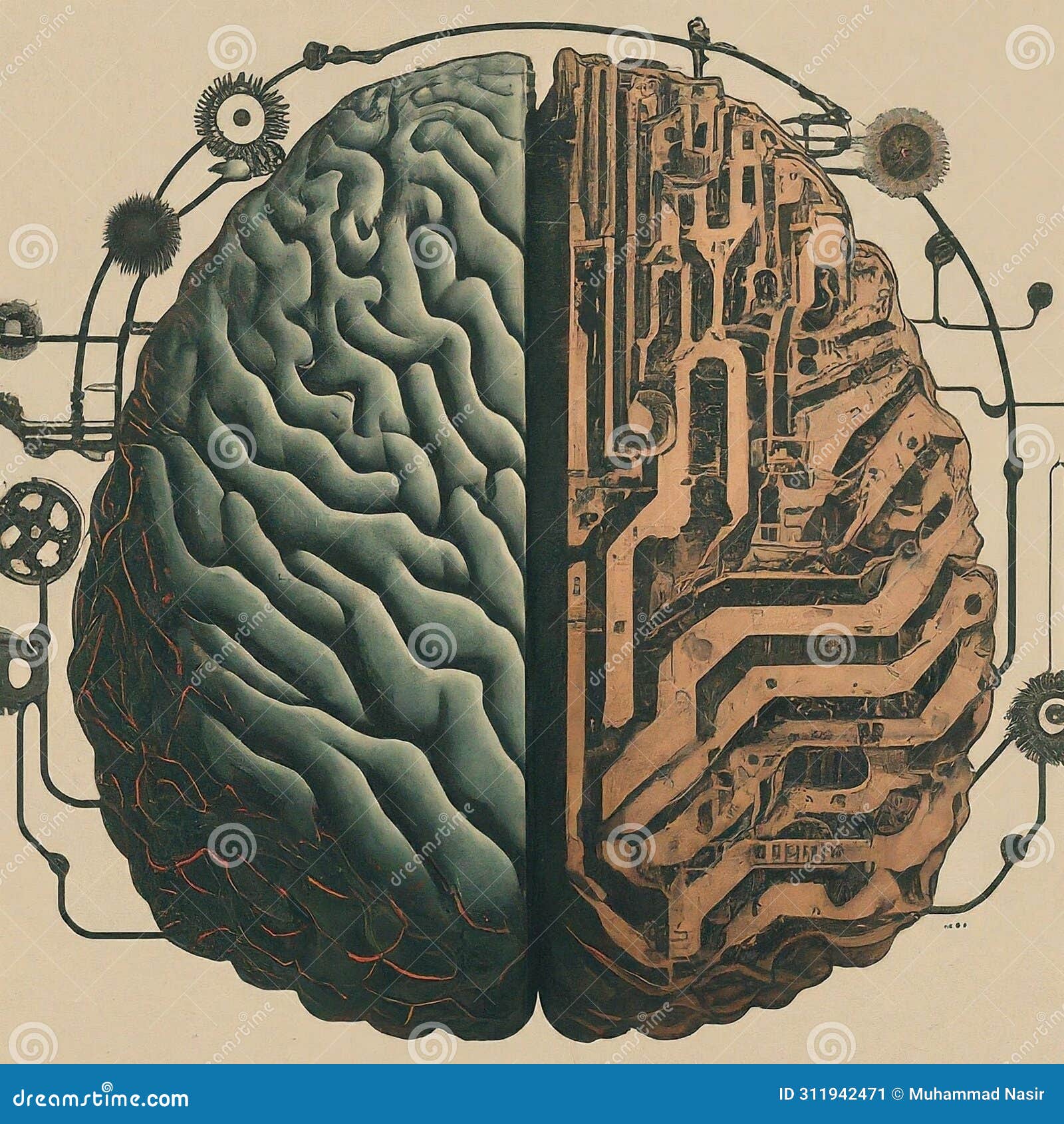 Brain and Circuit Board Integration Stock Image - Image of code ...