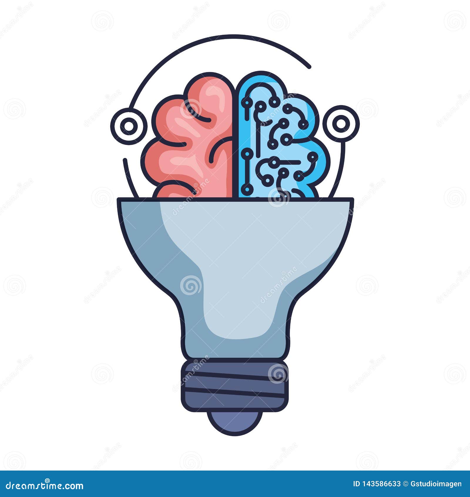 Brain with Circuit and Bulb Stock Vector - Illustration of graphic ...
