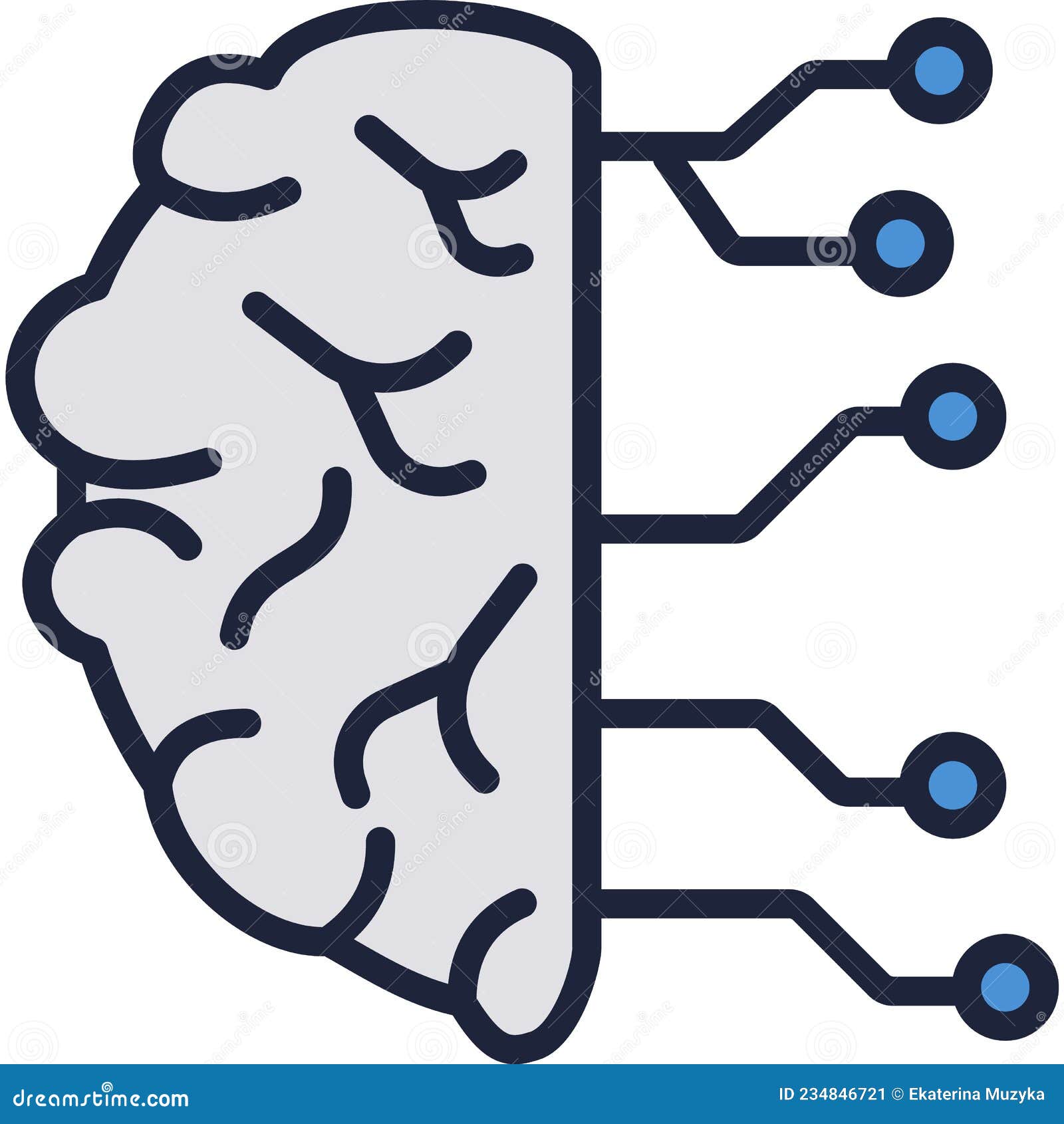 Brain Circuit Icon Ai Technology Isolated Vector Stock Vector ...