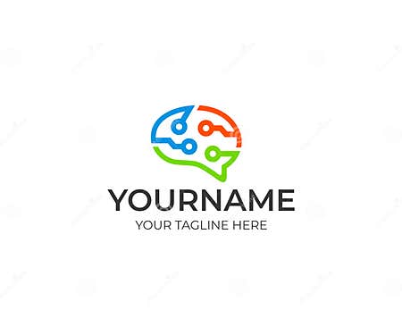 Brain Circuit Technology Colorful Logo Template. Artificial ...