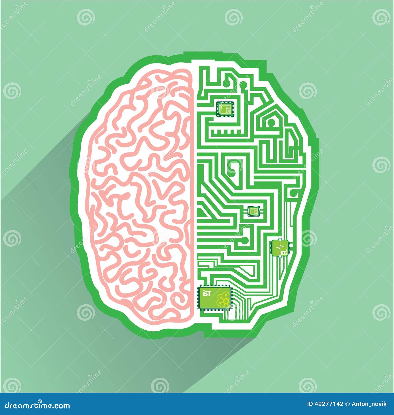 Brain With Circuit Board Texture. Cartoon Vector | CartoonDealer.com ... Brain With Circuit Board Texture. Cartoon Vector | CartoonDealer.com ...