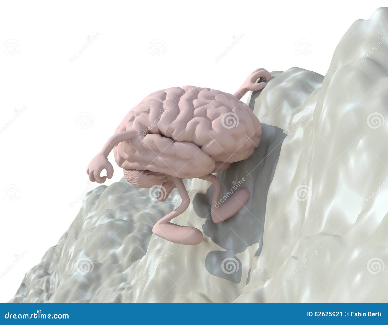 Brain that Climbs a Mountain Stock Illustration - Illustration of goal ...