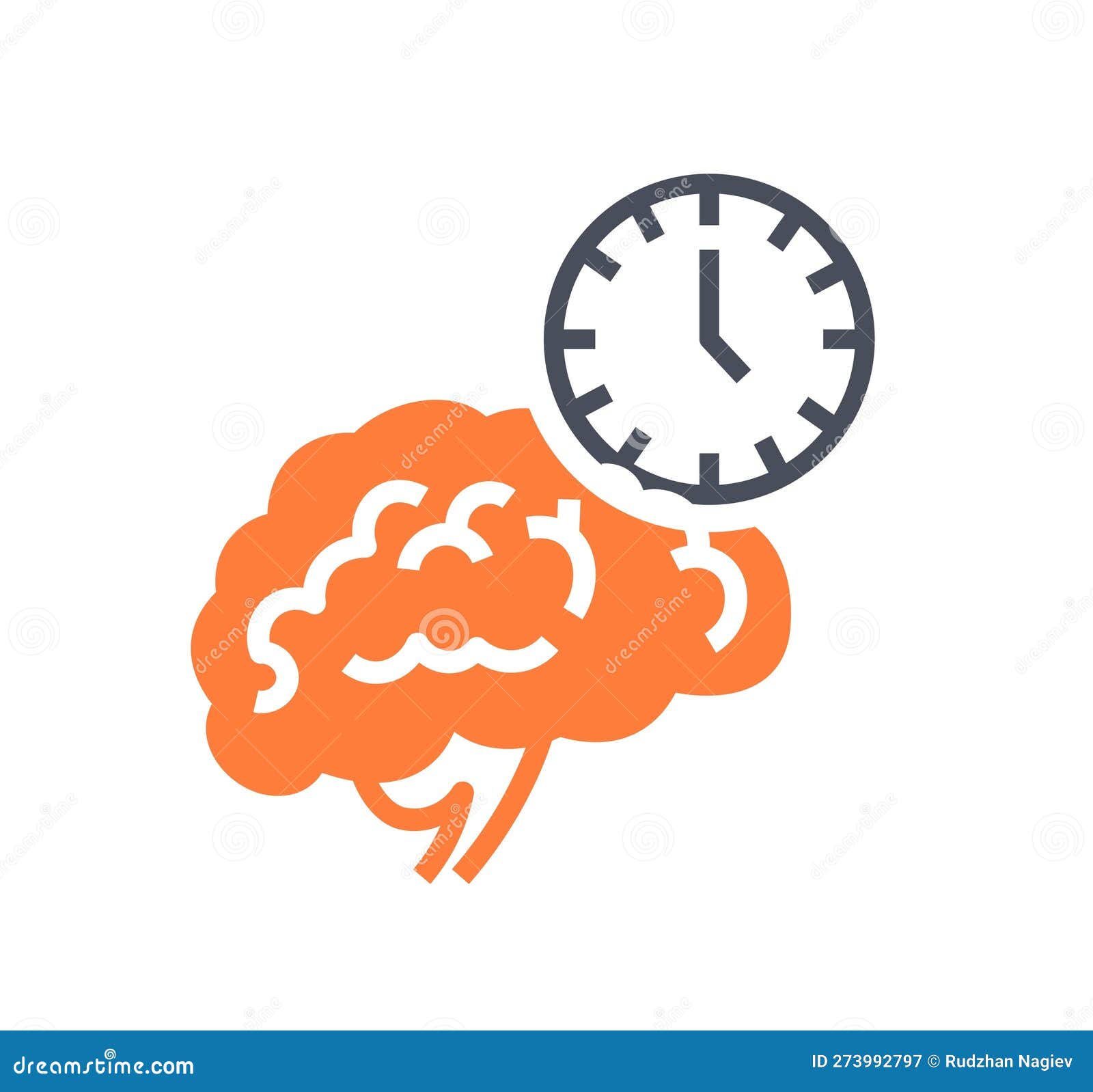 Brain with clock icon stock vector. Illustration of development - 273992797