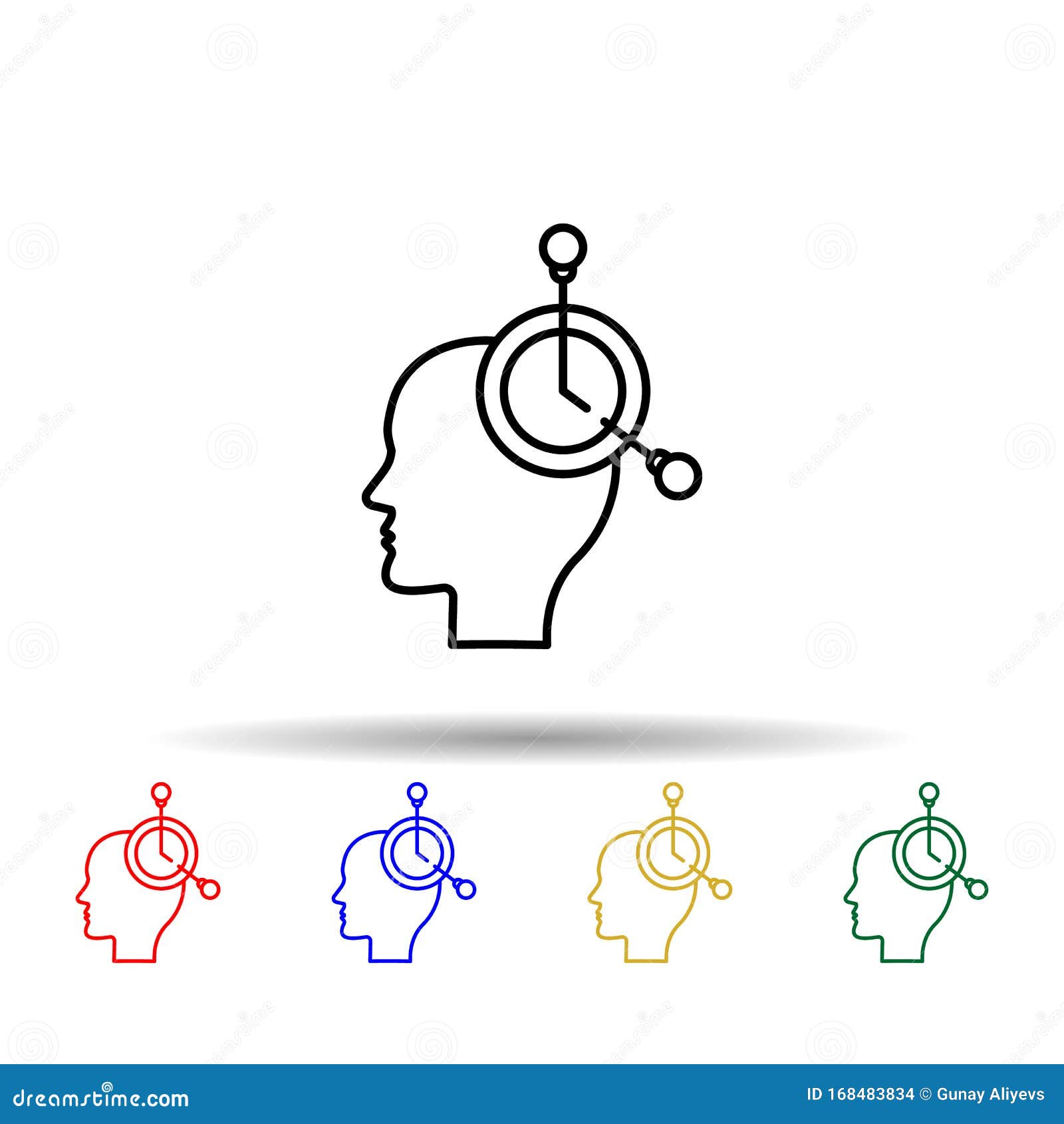 Brain, Clock Multi Color Style Icon. Simple Thin Line, Outline Vector ...