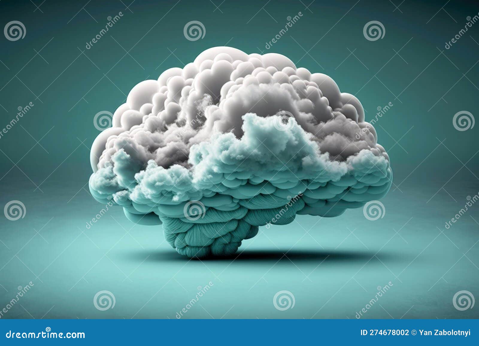 Brain with a Cloud, Representing Cloud Computing. Generative AI Stock ...