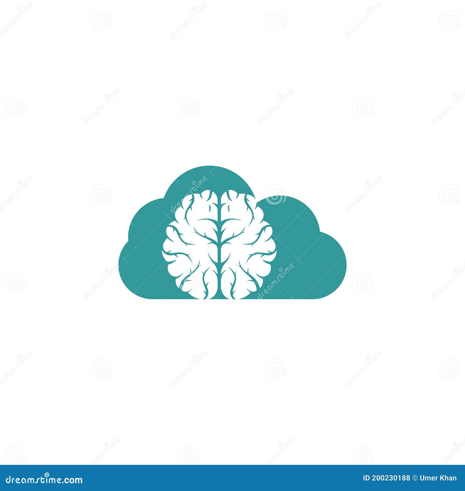 Brain Cloud Shape Concept Logo Design. Stock Vector - Illustration of ...