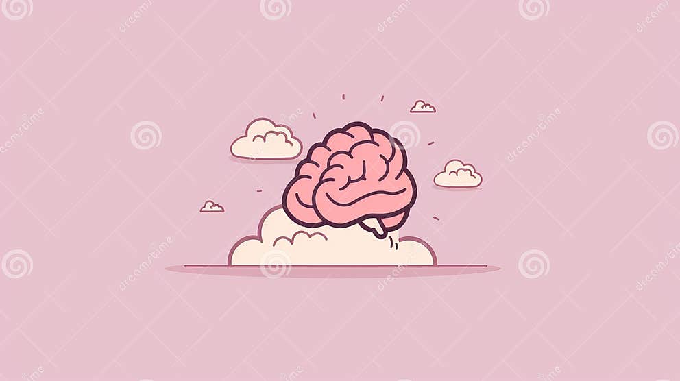 Brain on a Cloud with Sparkles, Vector Illustration of Good Idea, Power ...