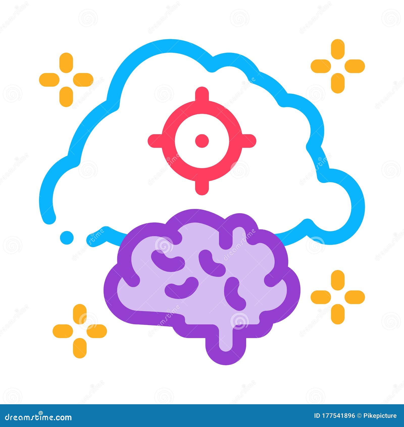 Brain Cloud Target Icon Vector Outline Illustration Stock Vector ...