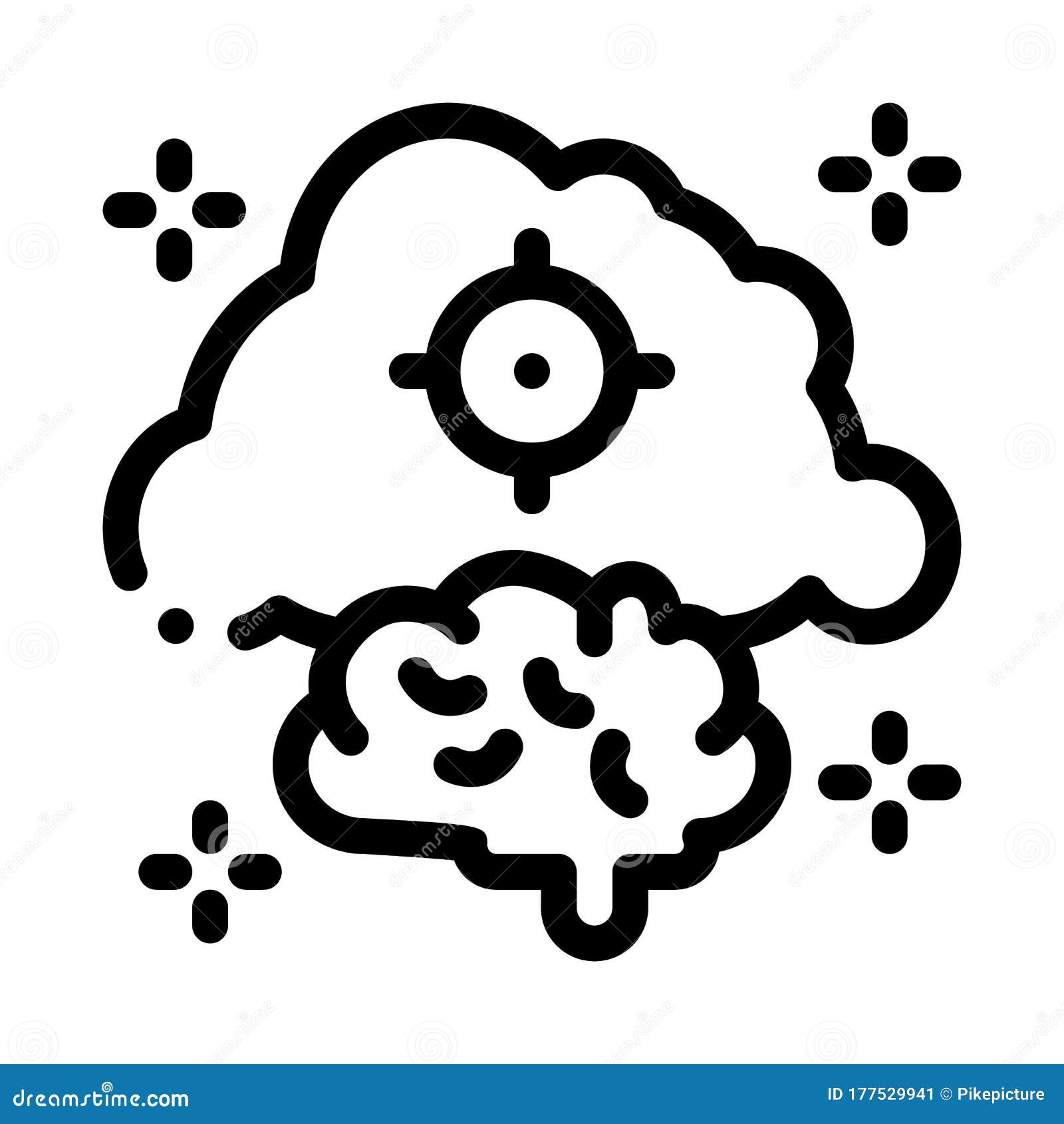 Brain Cloud Target Icon Vector Outline Illustration Stock Vector ...