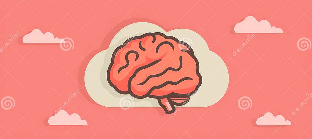 Brain in the Clouds a Stylized Illustration of Abstract Thinking and ...