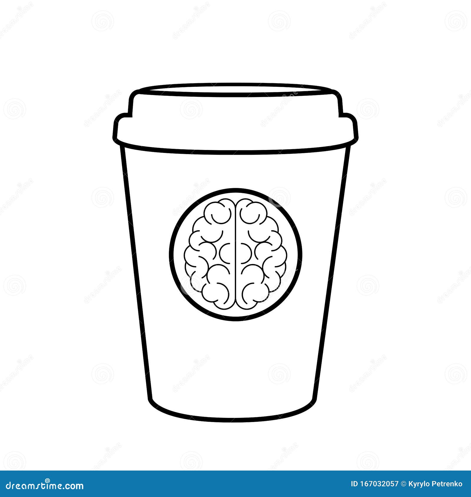 Brain Coffee Cup Vector Illustration White Background Stock Vector ...
