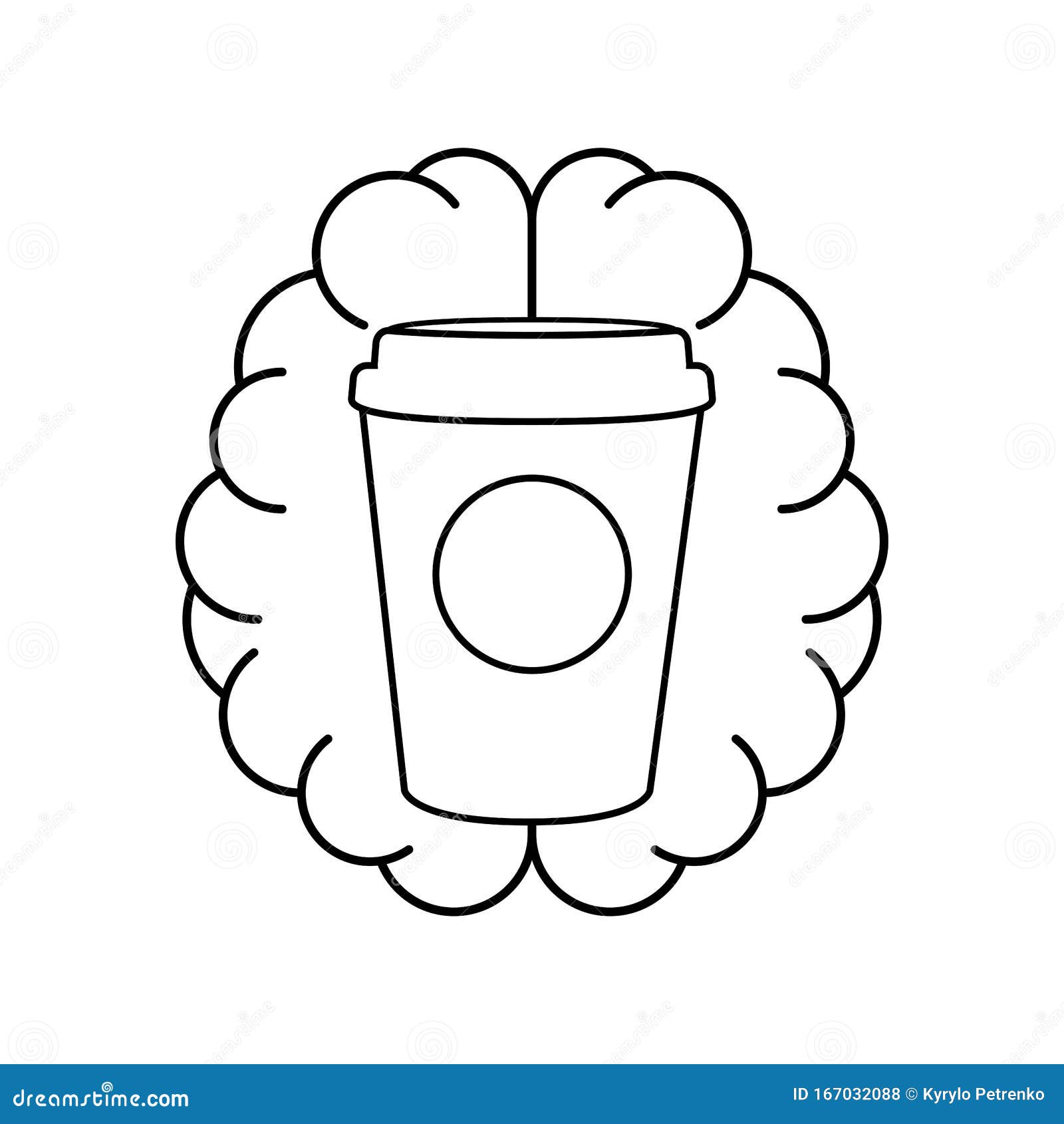 Brain Coffee Cup Vector Illustration White Background Stock Vector ...