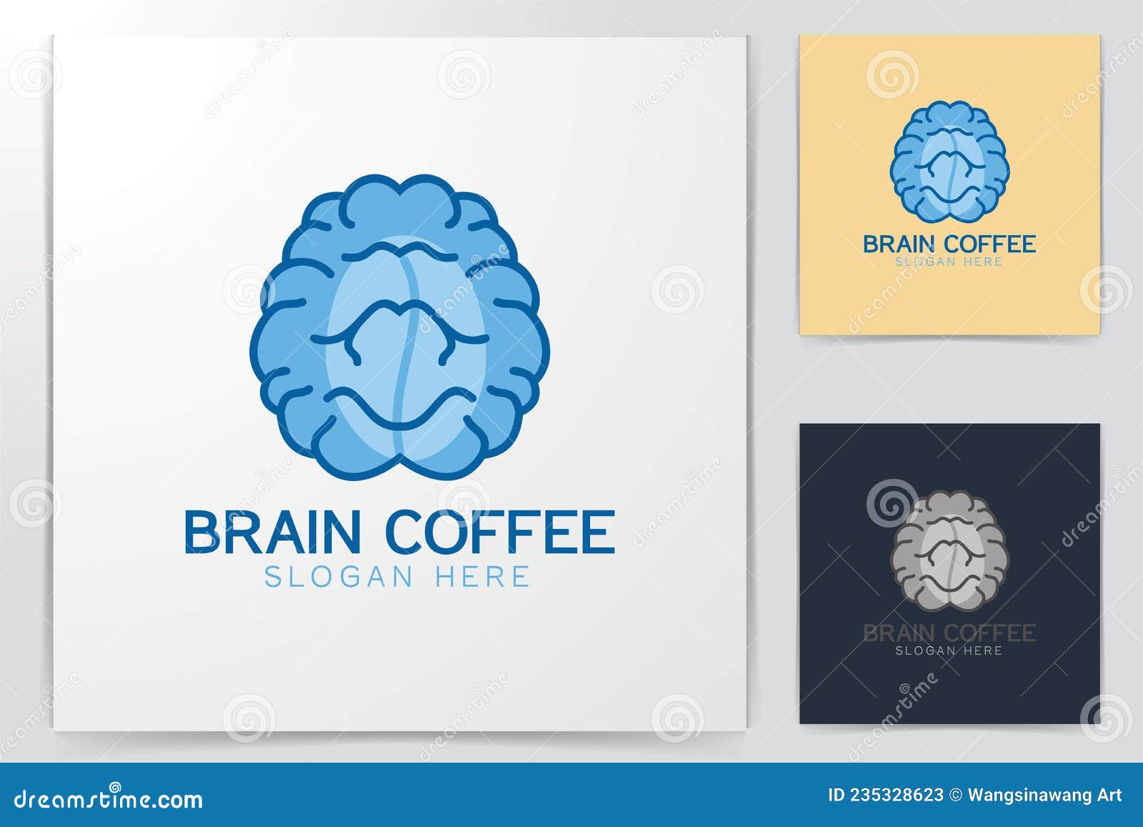 Brain Coffee Logo Designs Inspiration Isolated on White Background ...