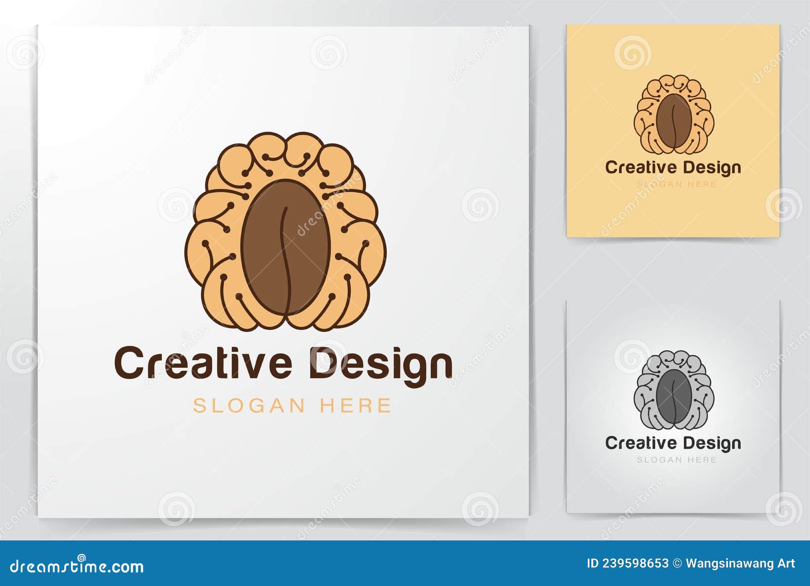 Brain Coffee Logo Ideas. Inspiration Logo Design. Template Vector ...