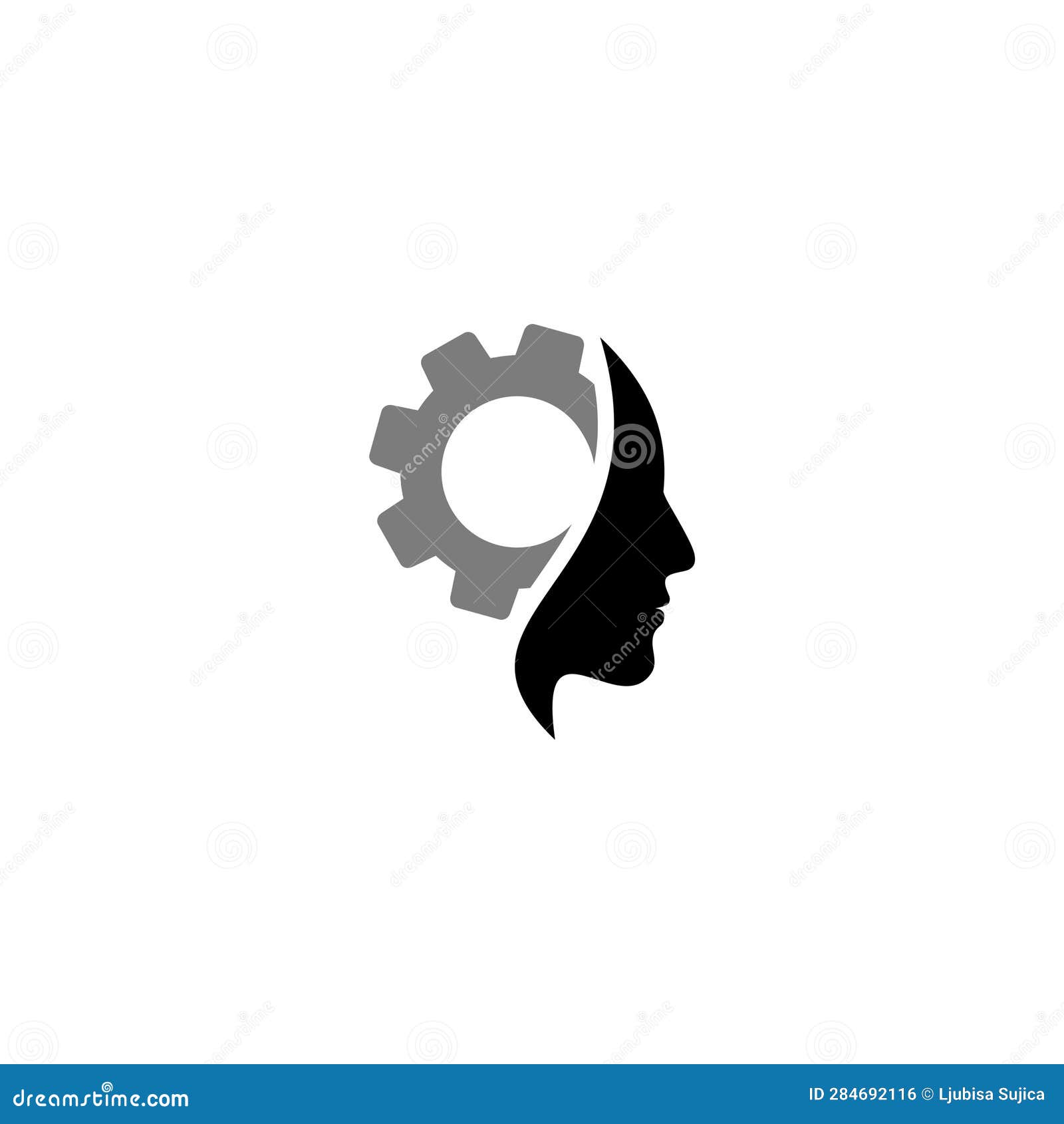 Brain and Cog Wheel Icon. Human Head Gear Concept Logo Stock Vector ...