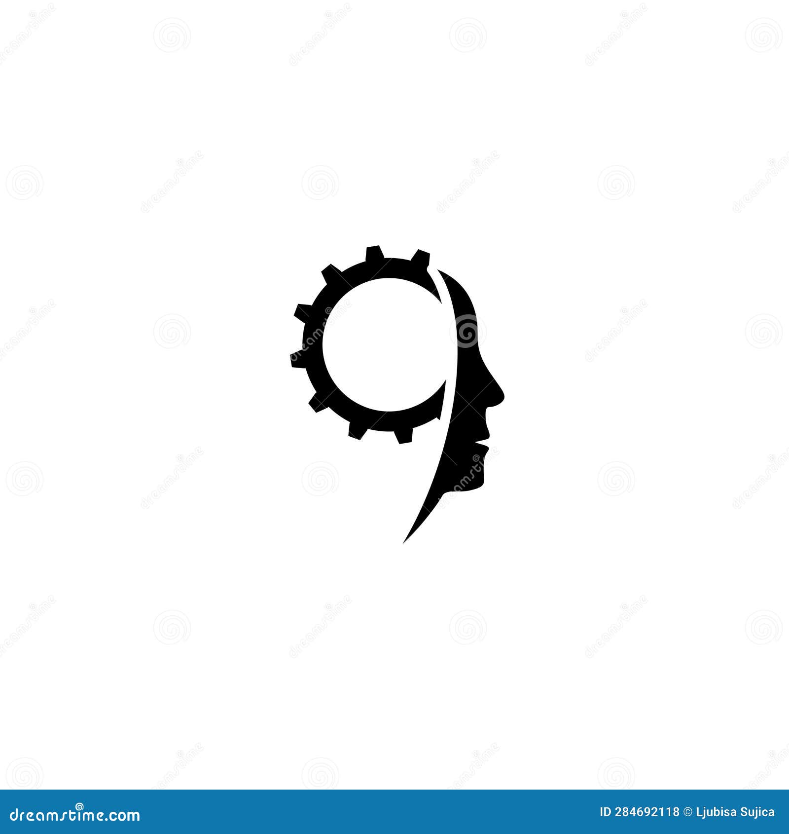 Brain and Cog Wheel Icon. Human Head Gear Concept Logo Stock Vector ...