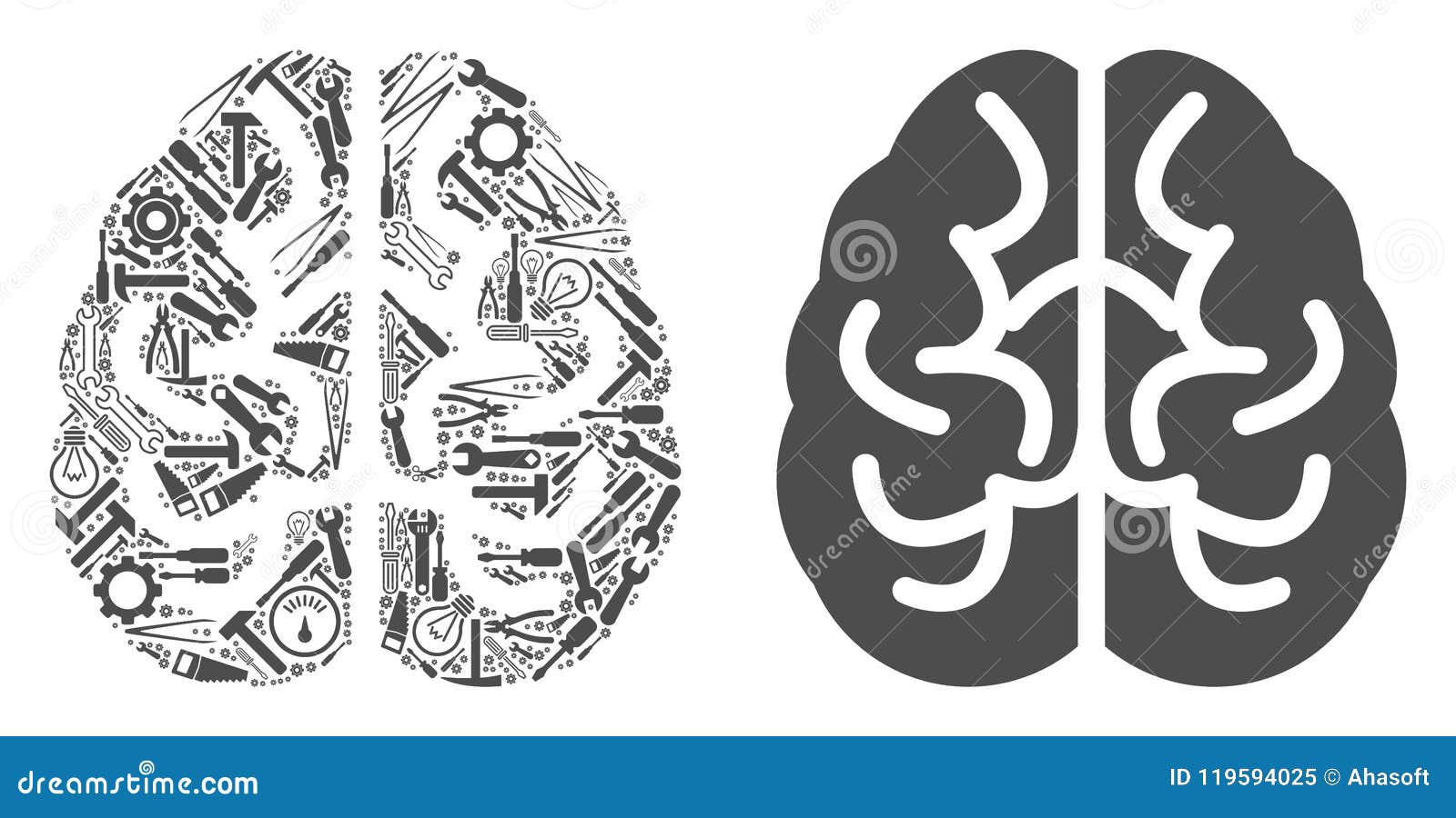 Brain Composition of Service Tools Stock Vector - Illustration of ...