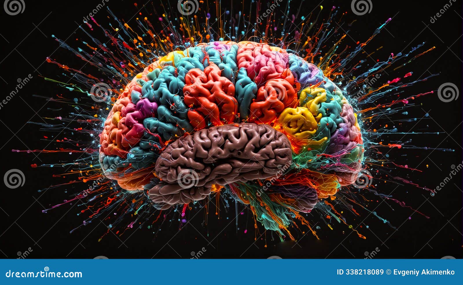 A brain with colored spots stock illustration. Illustration of ...