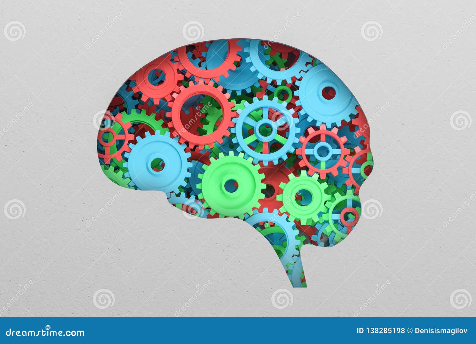 Brain with colorful gears stock illustration. Illustration of apparatus ...