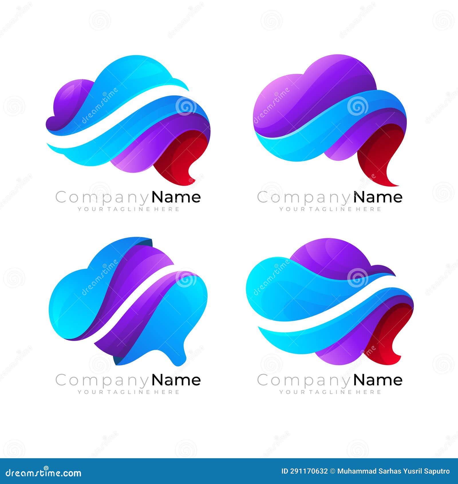 Brain Colorful Logo Template, 3d Icons, Smart Logos Stock Vector ...