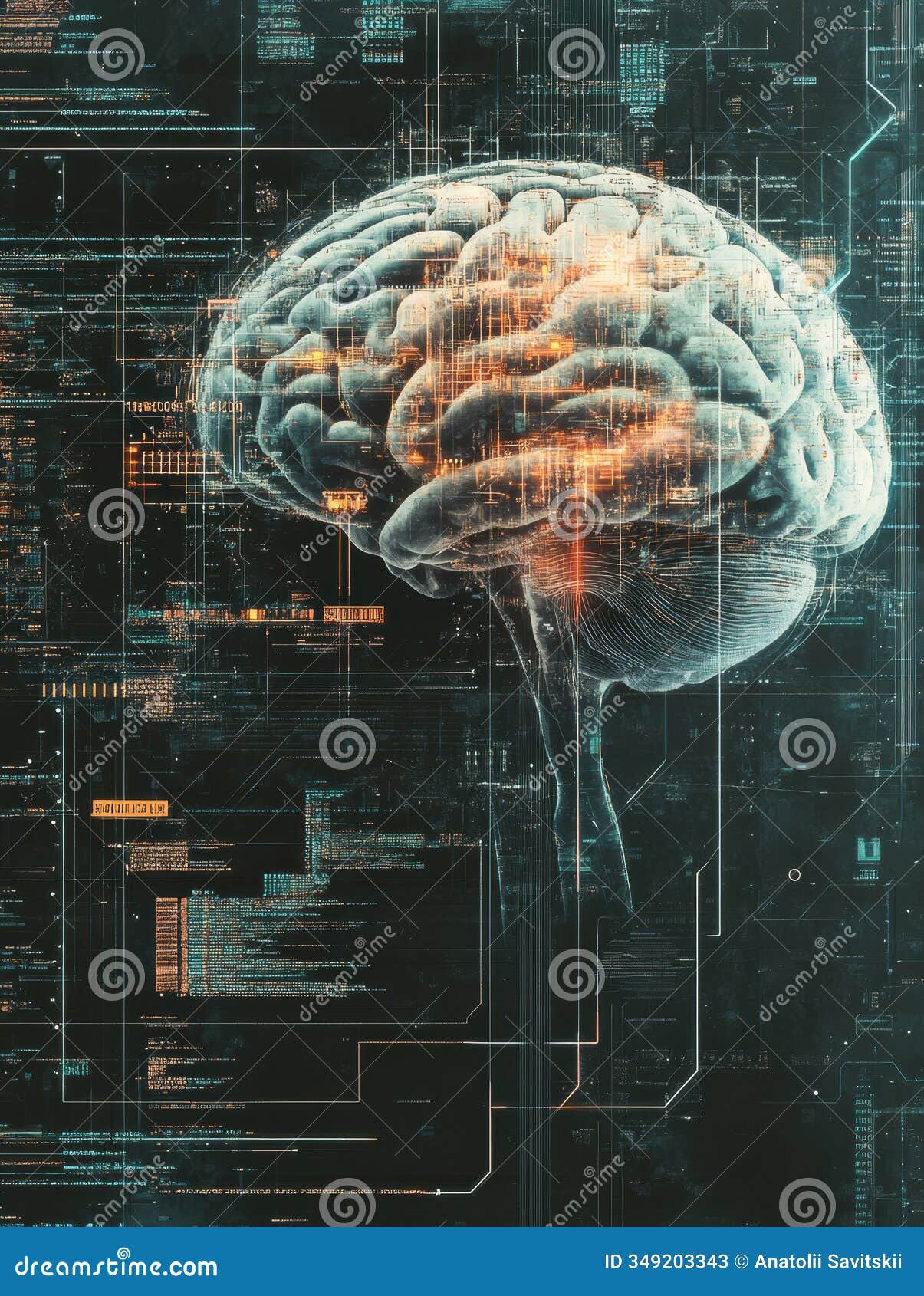 A Brain Combines with AI Elements Like Circuits and Holographic ...