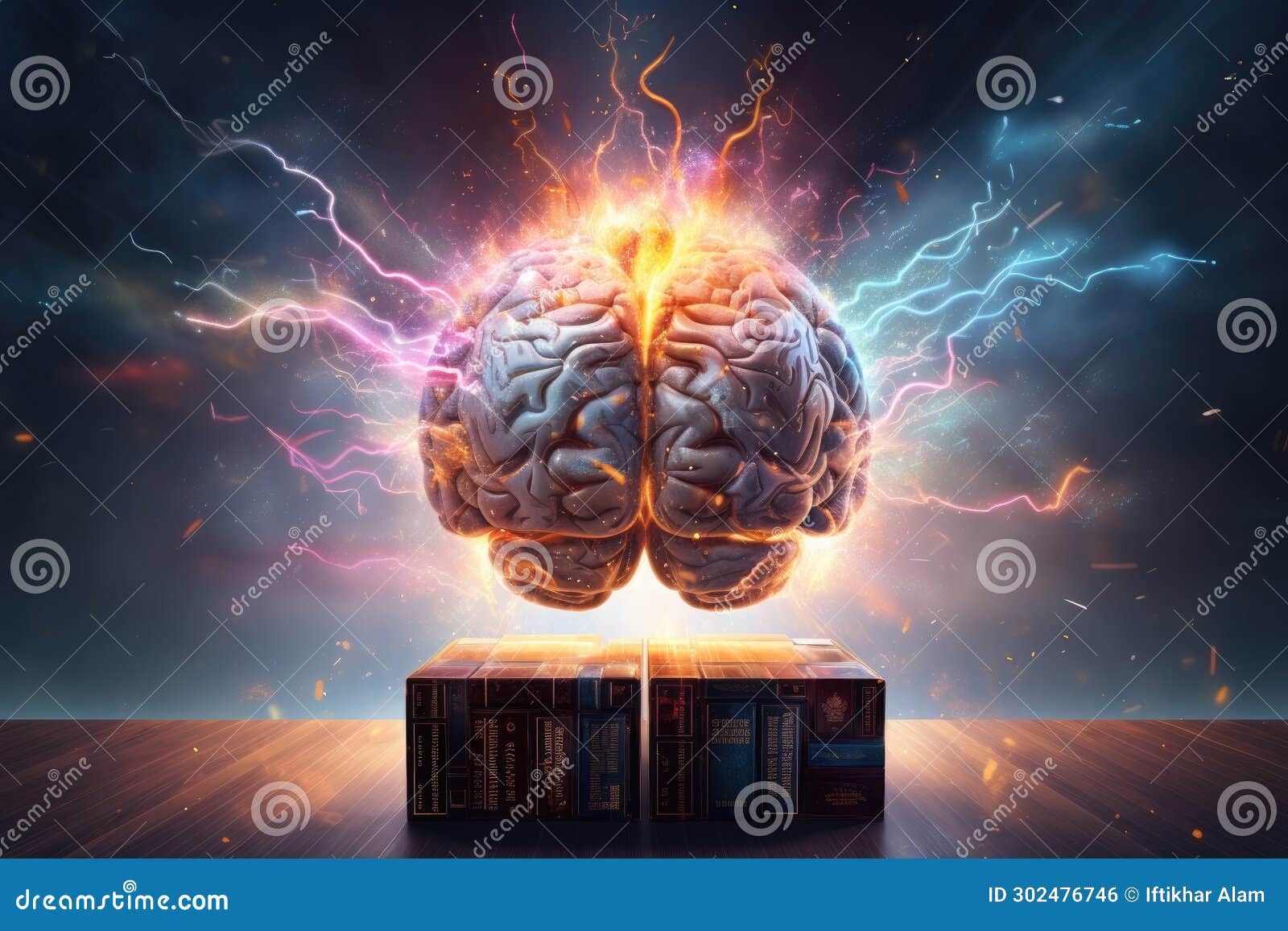 Brain Coming Out of an Open Book. 3D Illustration Stock Illustration ...