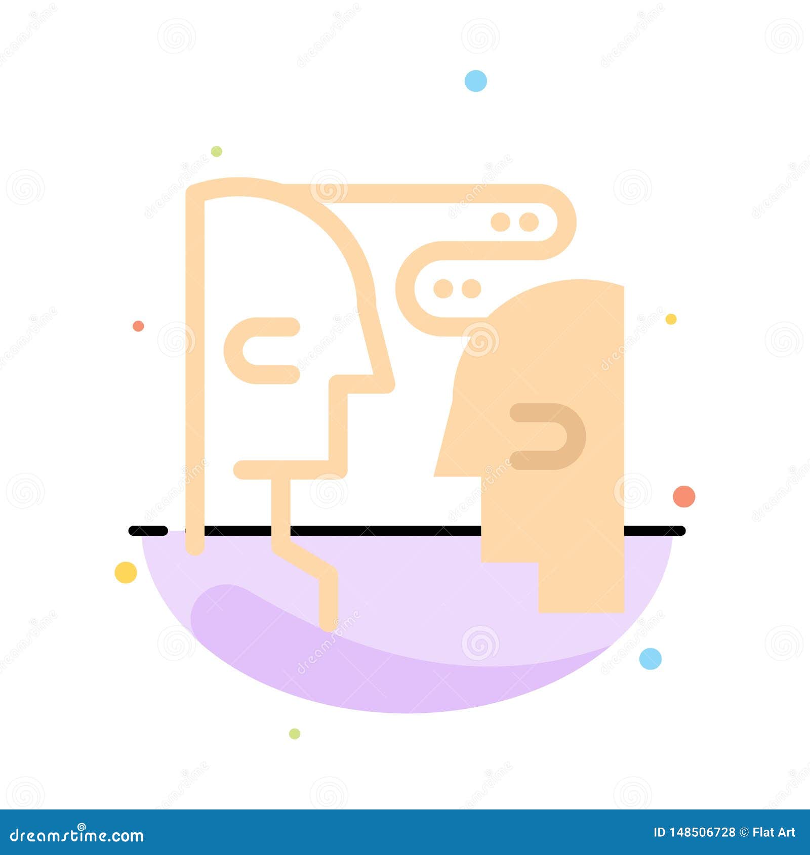 Brain, Communication, Human, Interaction Abstract Flat Color Icon ...