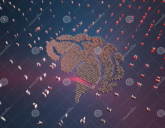 Brain Composed of Binary Code, Network Data Transmission, Program Core and Artificial ...