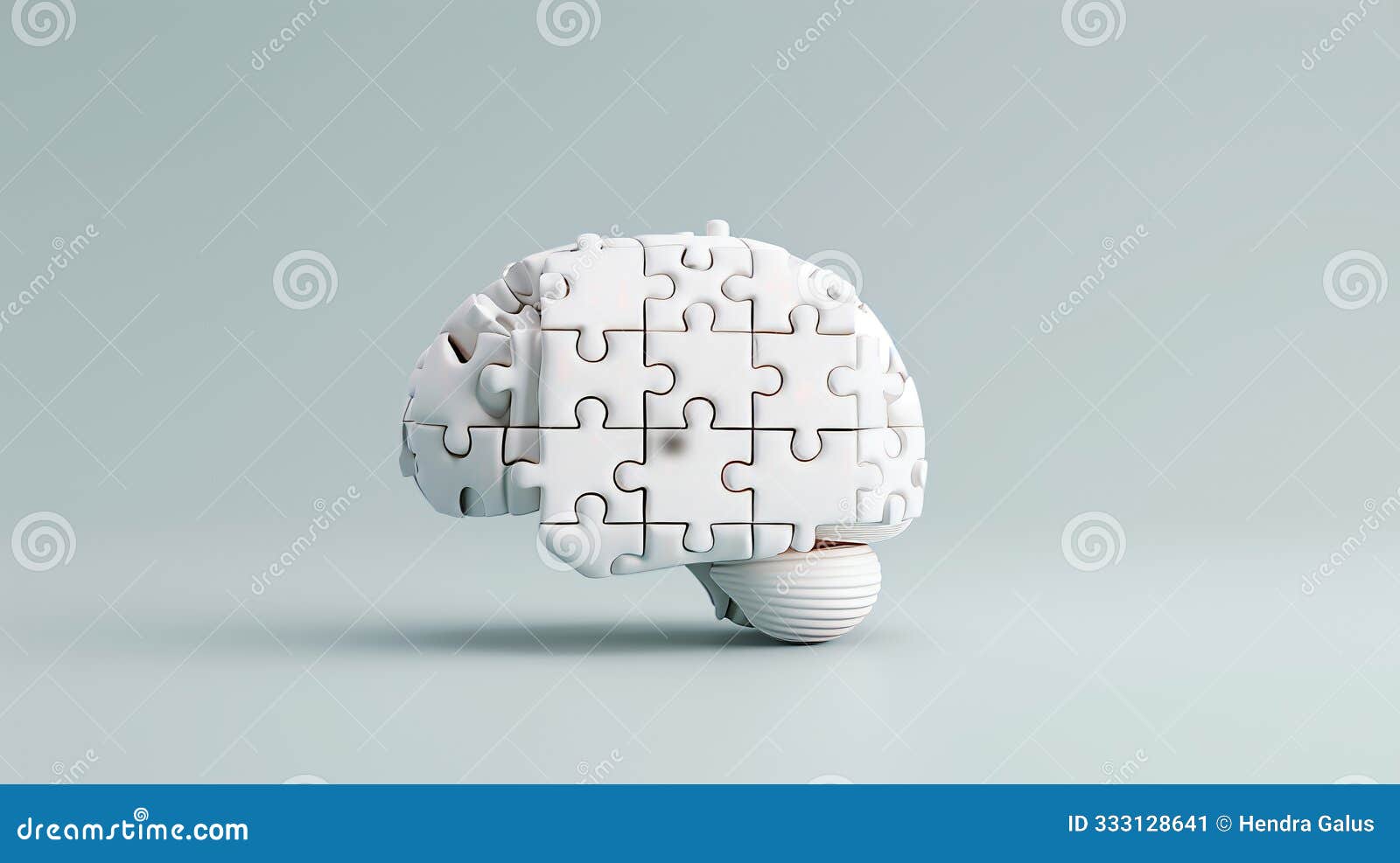 Brain Composed of Neatly Arranged Puzzle Pieces on Soft Gray Background ...
