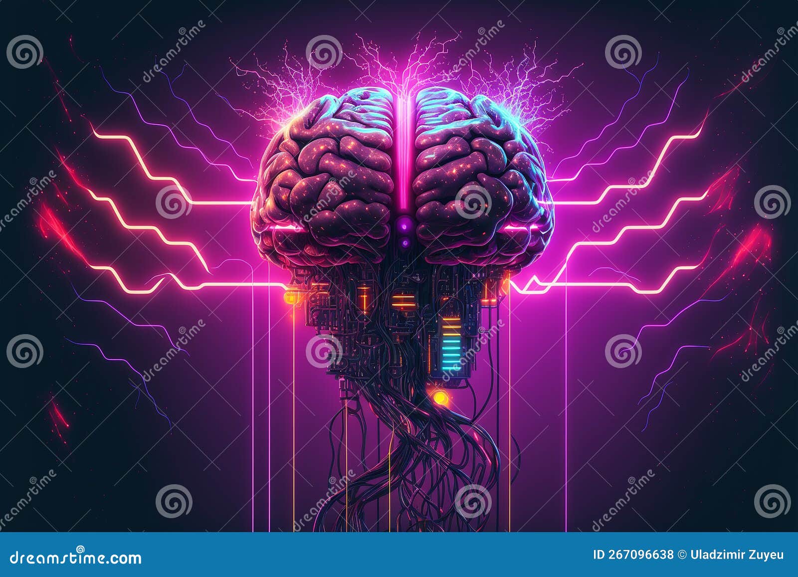 Brain on Computer Chip Background. Ai Generative Image Stock Illustration - Illustration of ...