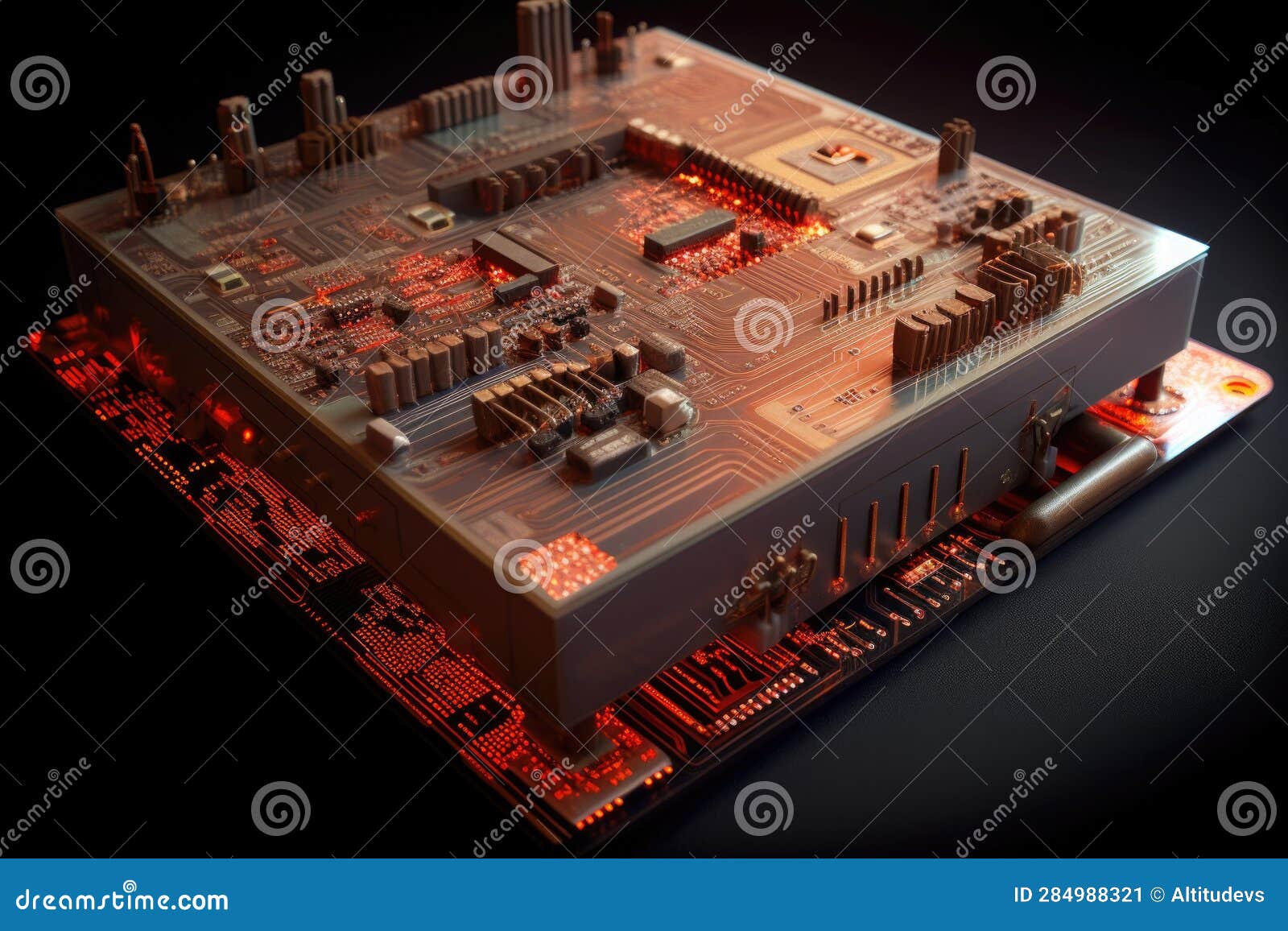 Brain-computer Interface Chip and Circuit Board Stock Illustration ...