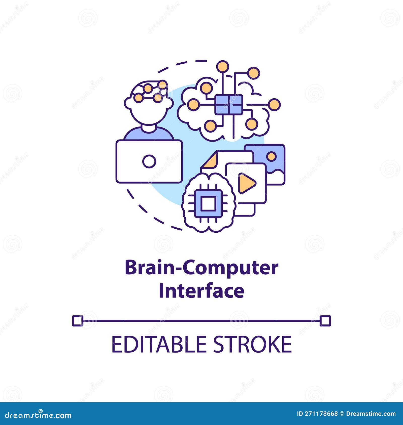 Brain Computer Interface Concept Icon Stock Illustration - Illustration ...