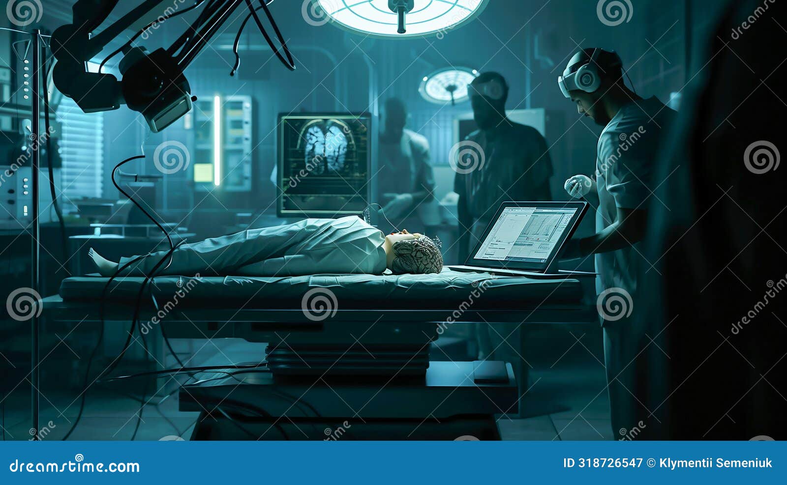 Brain Computer Interface in a Futuristic Laboratory, Creepy Film Scenes ...